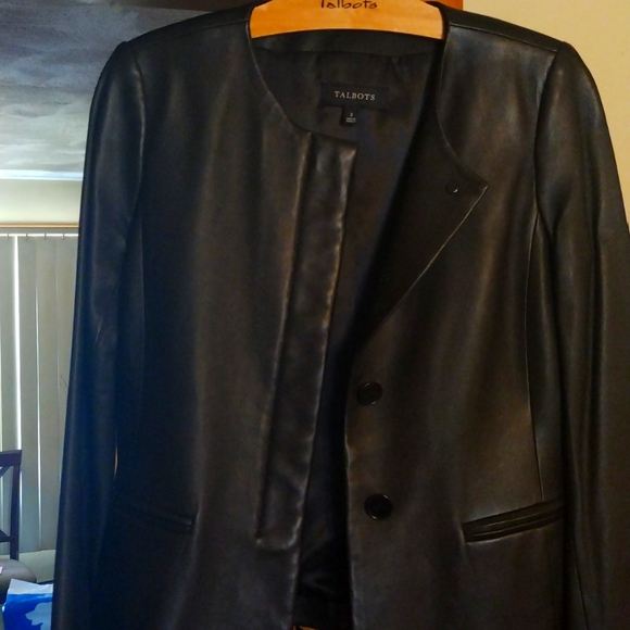 Talbots | Jackets & Coats | Talbots Black Leather Grace Fit Jacket ...